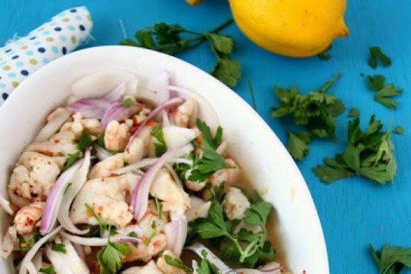 Ceviche de gambas y pescado blanco - Recetags